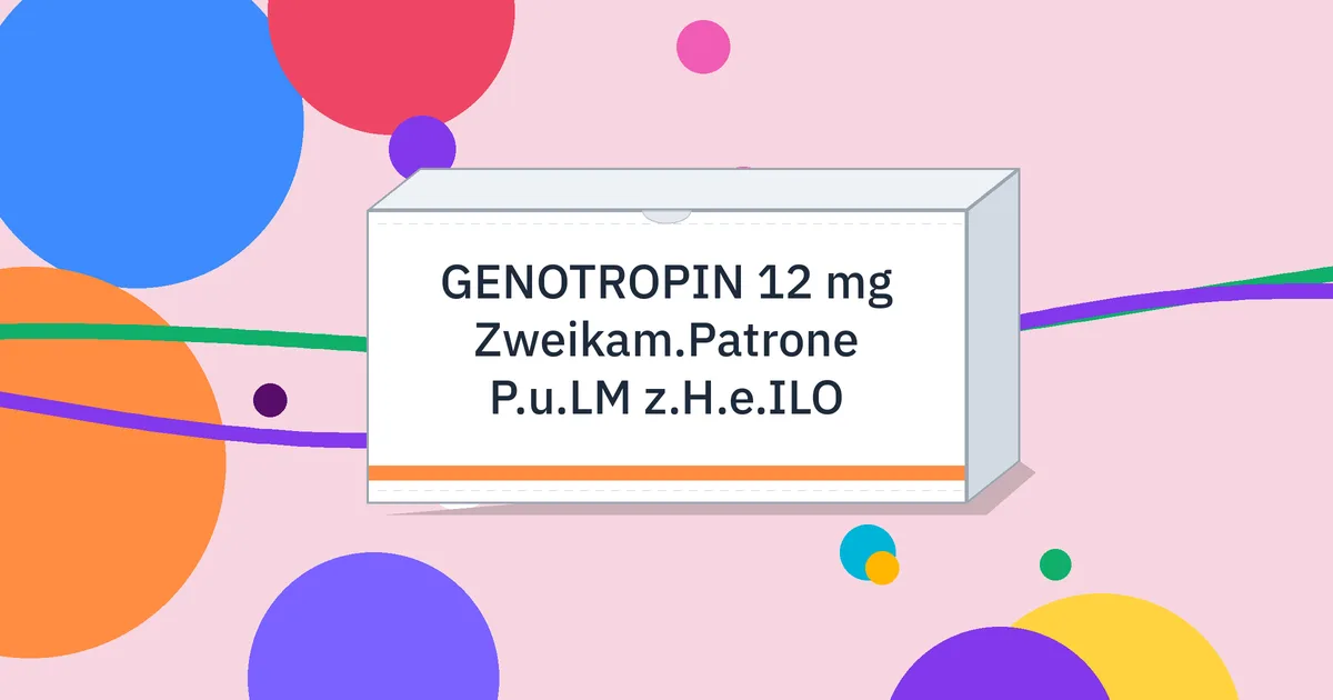 Symbolbild: Packung mit der Aufschrift GENOTROPIN 12 mg Zweikam.Patrone P.u.LM z.H.e.ILO (PZN 14211901) – Verfügbarkeit und Bezug in Apotheken in Frankfurt am Main