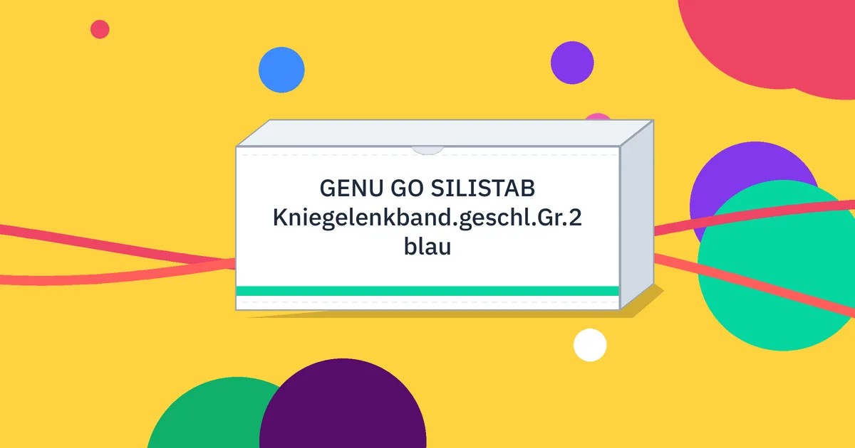 Symbolbild: Packung mit der Aufschrift GENU GO SILISTAB Kniegelenkband.geschl.Gr.2 blau (PZN 19742394) – Verfügbarkeit und Bezug in Apotheken in Frankfurt am Main