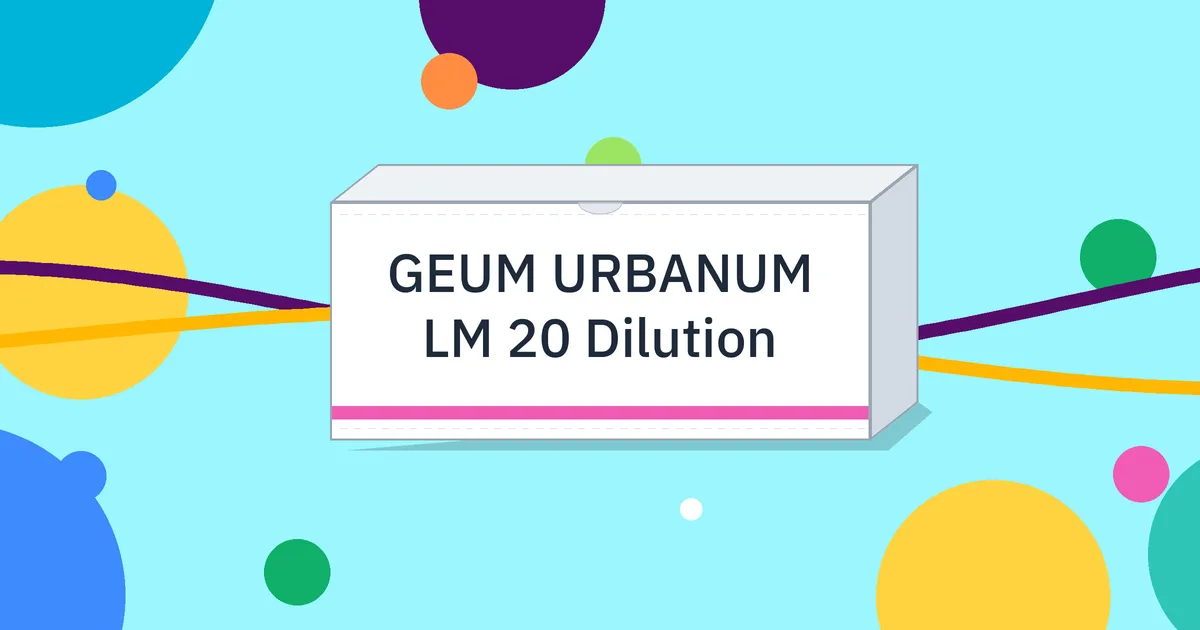Symbolbild: Packung mit der Aufschrift GEUM URBANUM LM 20 Dilution (PZN 13543825) – Verfügbarkeit und Bezug in Apotheken in Frankfurt am Main
