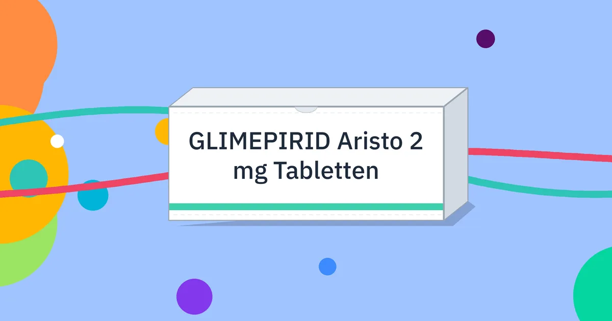 Symbolbild: Packung mit der Aufschrift GLIMEPIRID Aristo 2 mg Tabletten (PZN 07052106) – Verfügbarkeit und Bezug in Apotheken in Frankfurt am Main