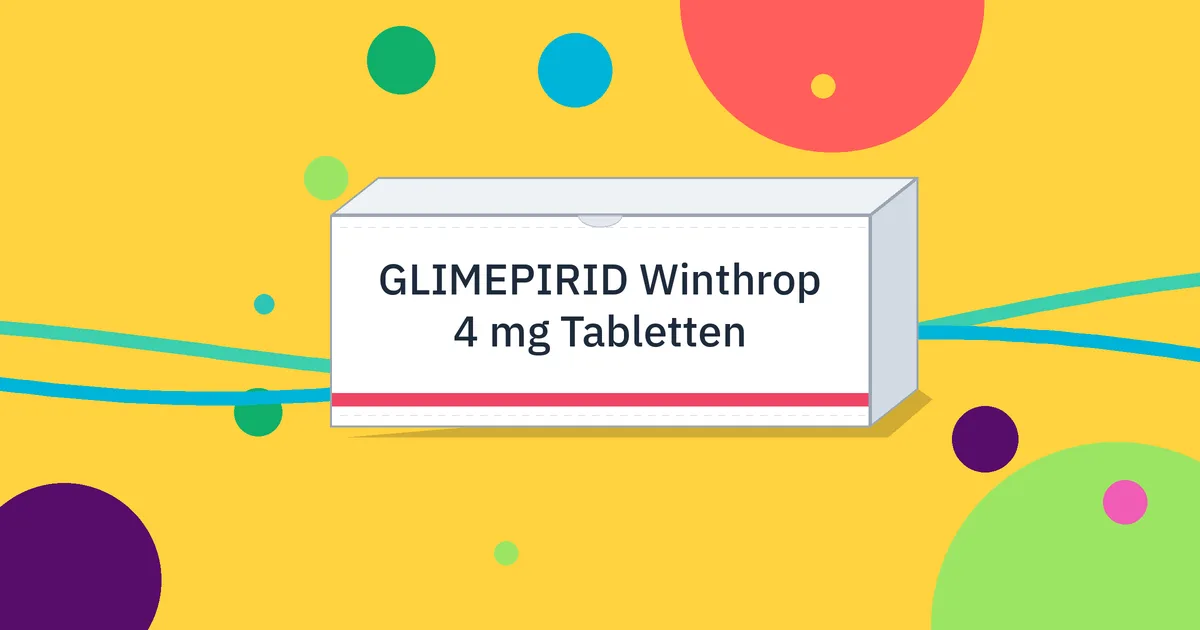 Symbolbild: Packung mit der Aufschrift GLIMEPIRID Winthrop 4 mg Tabletten (PZN 07547813) – Verfügbarkeit und Bezug in Apotheken in Frankfurt am Main
