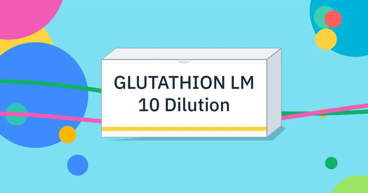 Symbolbild: Packung mit der Aufschrift GLUTATHION LM 10 Dilution (PZN 12879859) – Verfügbarkeit und Bezug in Apotheken in Frankfurt am Main