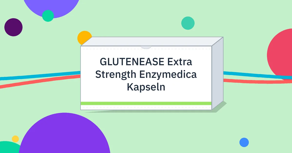 Symbolbild: Packung mit der Aufschrift GLUTENEASE Extra Strength Enzymedica Kapseln (PZN 16941087) – Verfügbarkeit und Bezug in Apotheken in Frankfurt am Main