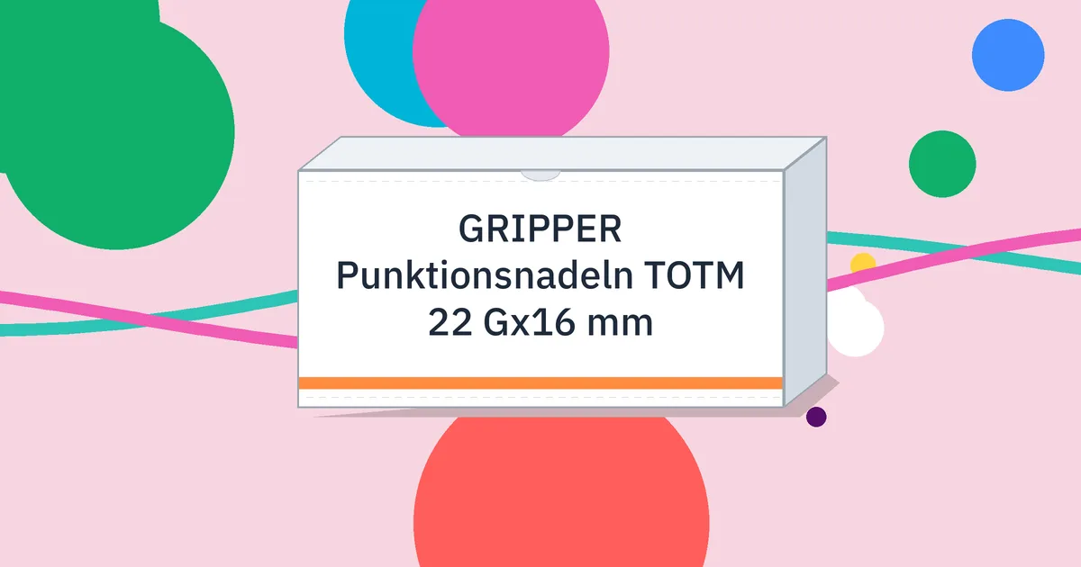 Symbolbild: Packung mit der Aufschrift GRIPPER Punktionsnadeln TOTM 22 Gx16 mm (PZN 01066254) – Verfügbarkeit und Bezug in Apotheken in Frankfurt am Main