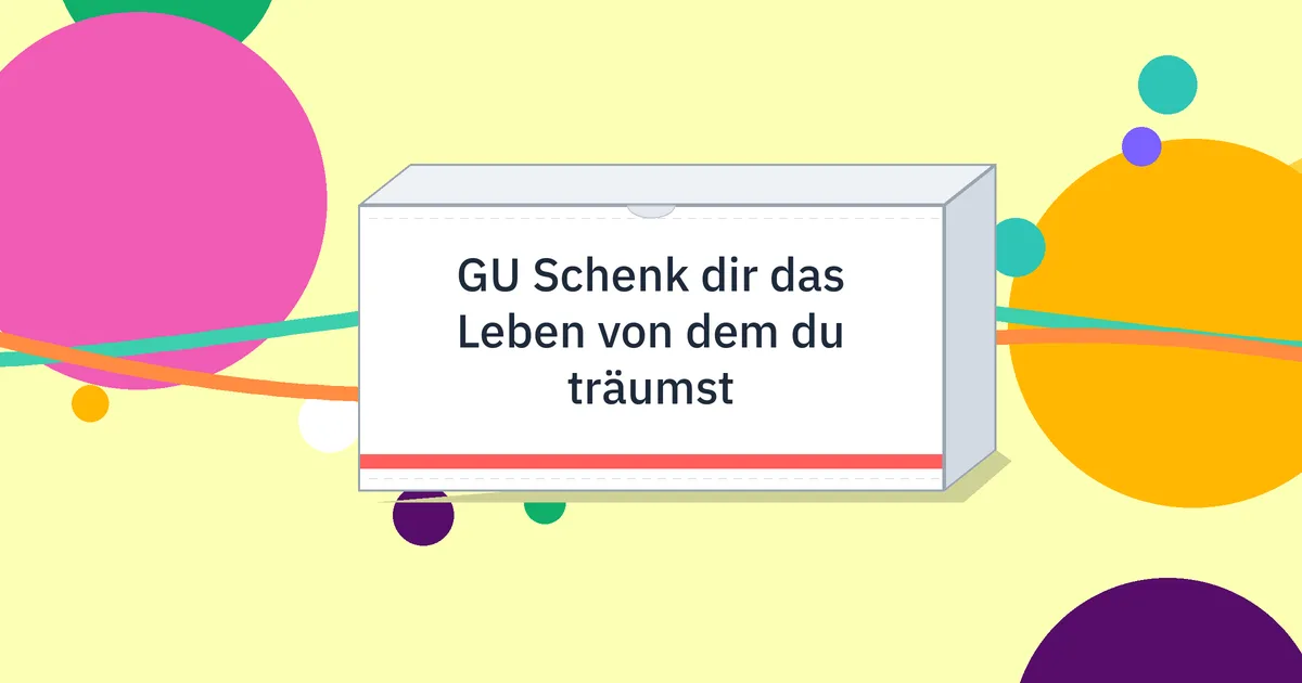 Symbolbild: Packung mit der Aufschrift GU Schenk dir das Leben von dem du träumst (PZN 17538198) – Verfügbarkeit und Bezug in Apotheken in Frankfurt am Main