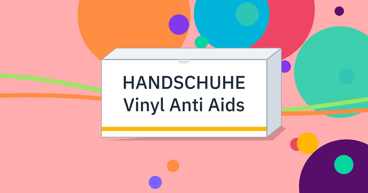 Symbolbild: Packung mit der Aufschrift HANDSCHUHE Vinyl Anti Aids (PZN 02549747) – Verfügbarkeit und Bezug in Apotheken in Frankfurt am Main