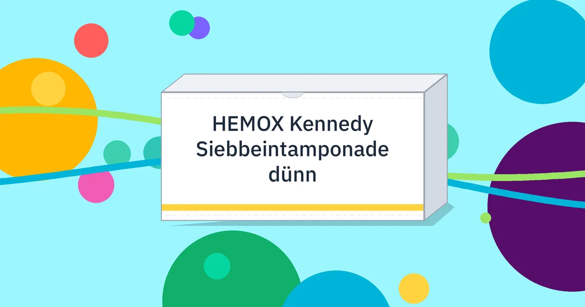 Symbolbild: Packung mit der Aufschrift HEMOX Kennedy Siebbeintamponade dünn (PZN 06592591) – Verfügbarkeit und Bezug in Apotheken in Frankfurt am Main