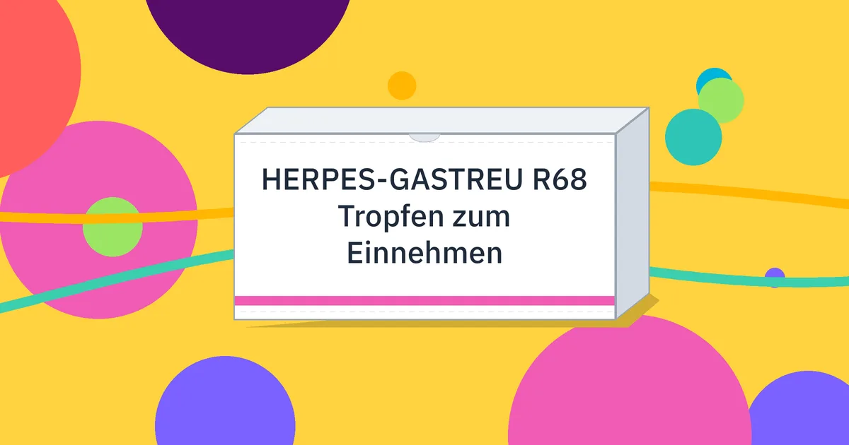 Symbolbild: Packung mit der Aufschrift HERPES-GASTREU R68 Tropfen zum Einnehmen (PZN 01374174) – Verfügbarkeit und Bezug in Apotheken in Frankfurt am Main
