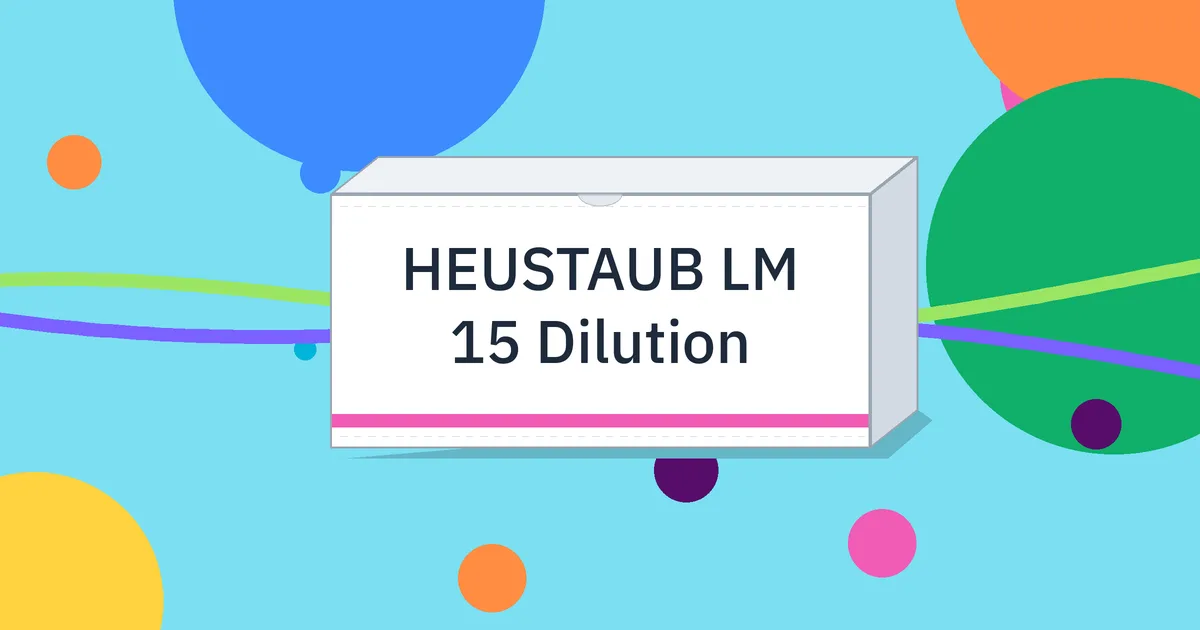 Symbolbild: Packung mit der Aufschrift HEUSTAUB LM 15 Dilution (PZN 12888373) – Verfügbarkeit und Bezug in Apotheken in Frankfurt am Main