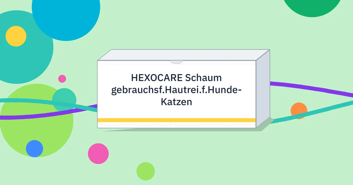 Symbolbild: Packung mit der Aufschrift HEXOCARE Schaum gebrauchsf.Hautrei.f.Hunde-Katzen (PZN 17167336) – Verfügbarkeit und Bezug in Apotheken in Frankfurt am Main