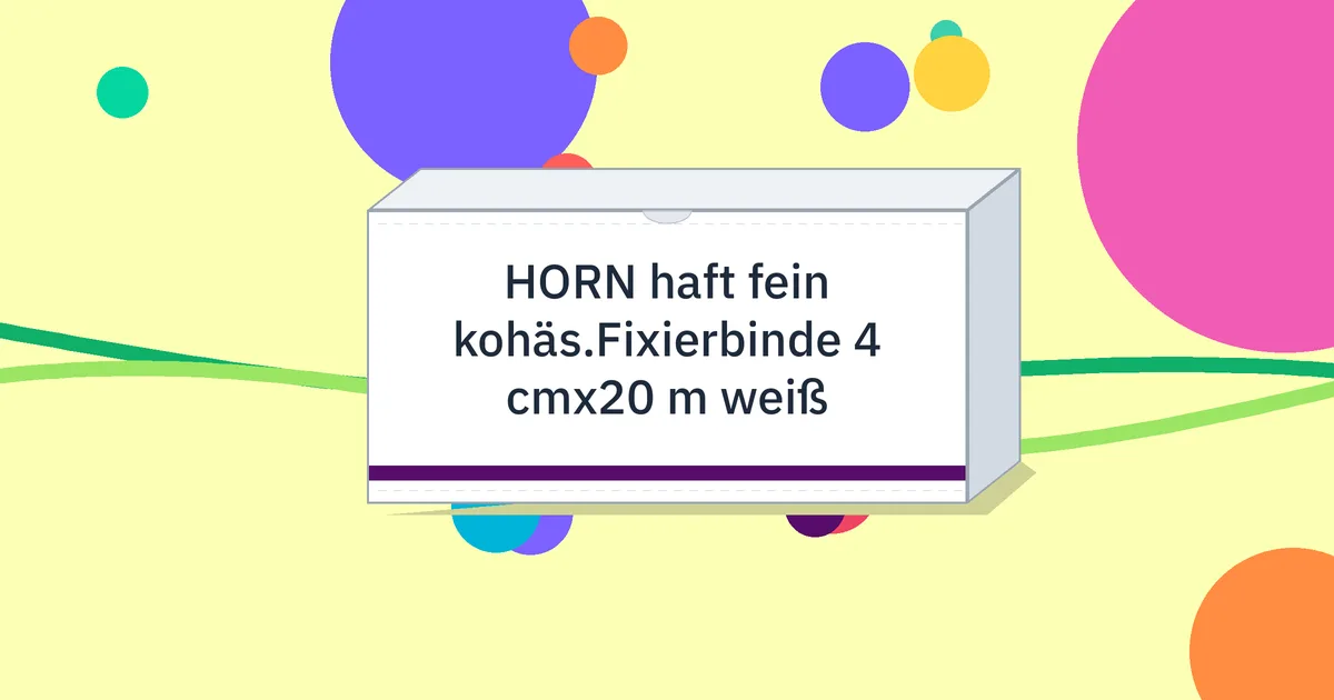 Symbolbild: Packung mit der Aufschrift HORN haft fein kohäs.Fixierbinde 4 cmx20 m weiß (PZN 03783385) – Verfügbarkeit und Bezug in Apotheken in Frankfurt am Main
