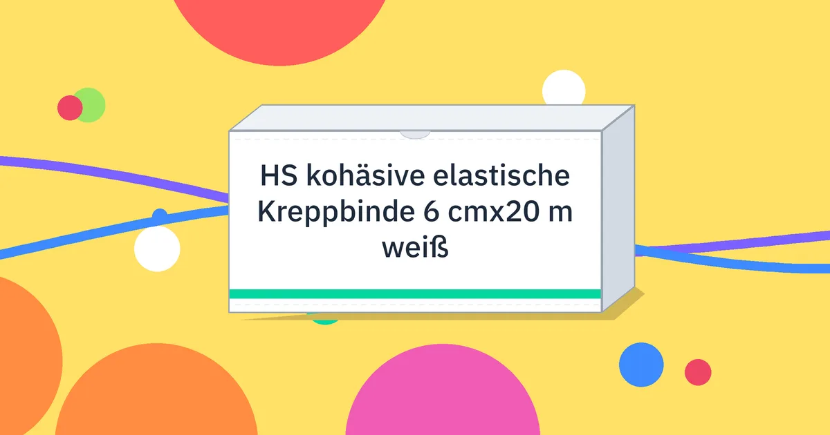 Symbolbild: Packung mit der Aufschrift HS kohäsive elastische Kreppbinde 6 cmx20 m weiß (PZN 09741761) – Verfügbarkeit und Bezug in Apotheken in Frankfurt am Main