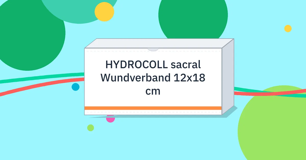 Symbolbild: Packung mit der Aufschrift HYDROCOLL sacral Wundverband 12x18 cm (PZN 19397218) – Verfügbarkeit und Bezug in Apotheken in Frankfurt am Main