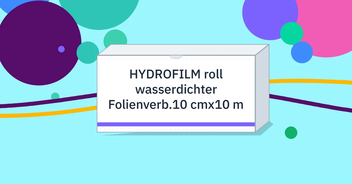 Symbolbild: Packung mit der Aufschrift HYDROFILM roll wasserdichter Folienverb.10 cmx10 m (PZN 18716058) – Verfügbarkeit und Bezug in Apotheken in Frankfurt am Main