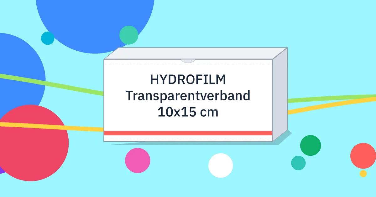 Symbolbild: Packung mit der Aufschrift HYDROFILM Transparentverband 10x15 cm (PZN 12594499) – Verfügbarkeit und Bezug in Apotheken in Frankfurt am Main