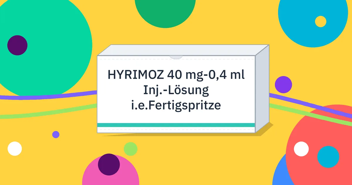 Symbolbild: Packung mit der Aufschrift HYRIMOZ 40 mg-0,4 ml Inj.-Lösung i.e.Fertigspritze (PZN 19170325) – Verfügbarkeit und Bezug in Apotheken in Frankfurt am Main