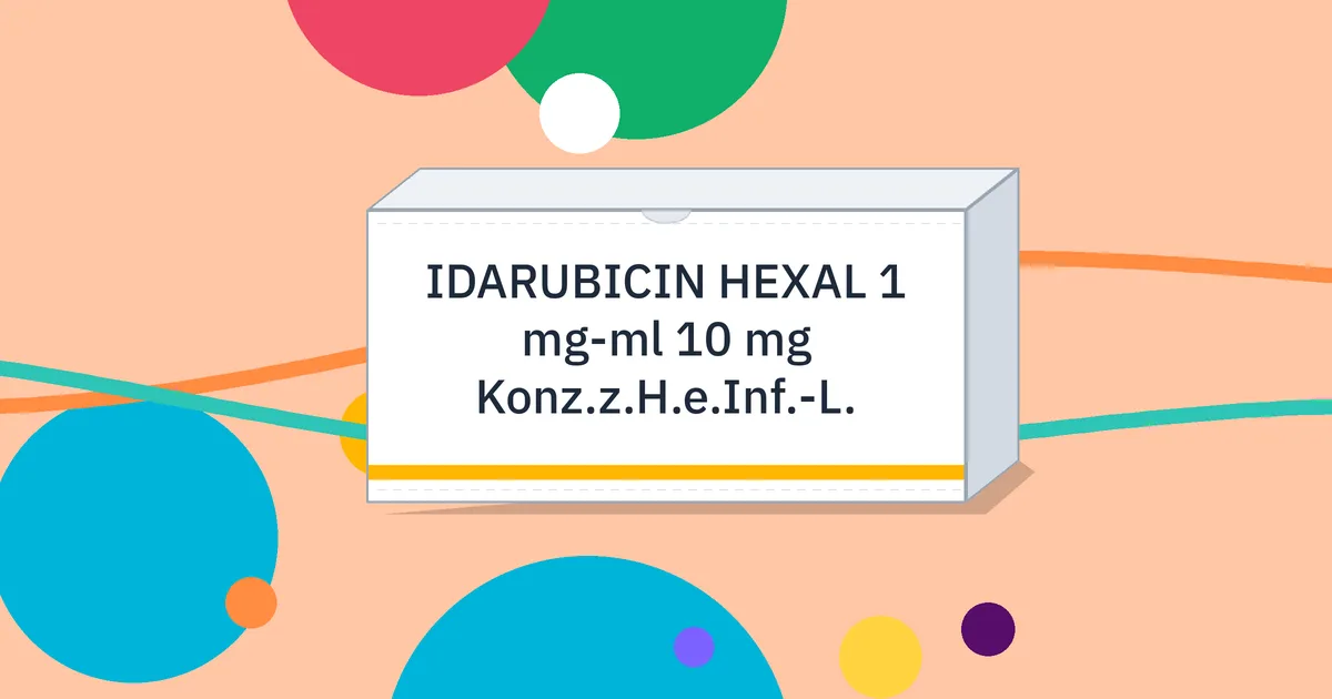 Symbolbild: Packung mit der Aufschrift IDARUBICIN HEXAL 1 mg-ml 10 mg Konz.z.H.e.Inf.-L. (PZN 08828201) – Verfügbarkeit und Bezug in Apotheken in Frankfurt am Main