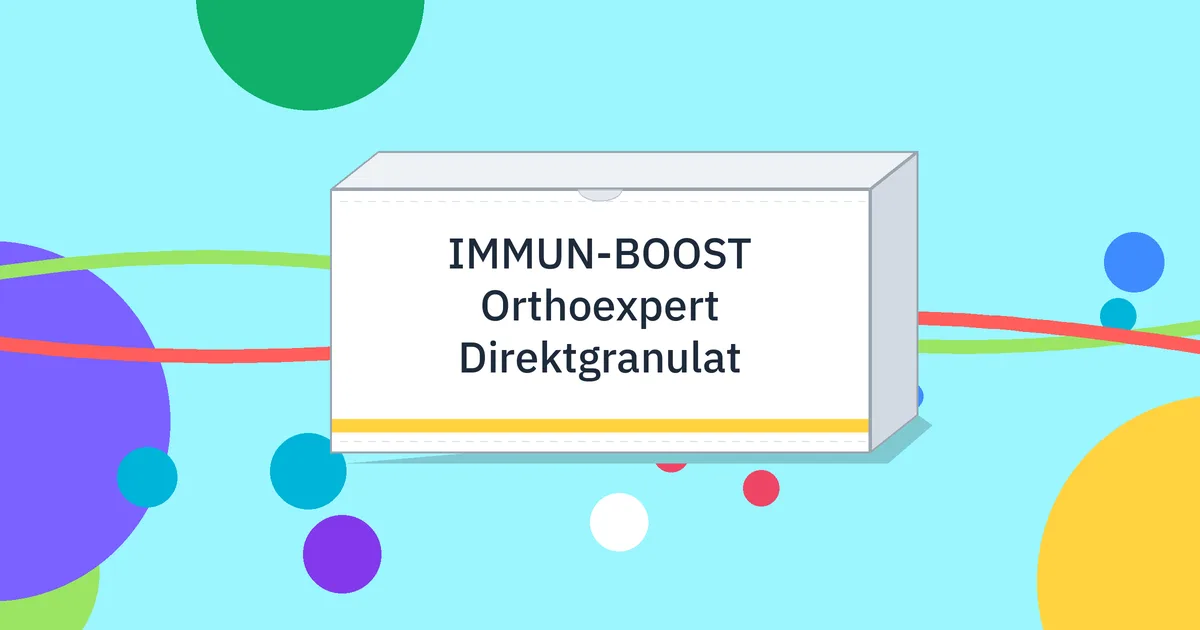 Symbolbild: Packung mit der Aufschrift IMMUN-BOOST Orthoexpert Direktgranulat (PZN 06910594) – Verfügbarkeit und Bezug in Apotheken in Frankfurt am Main