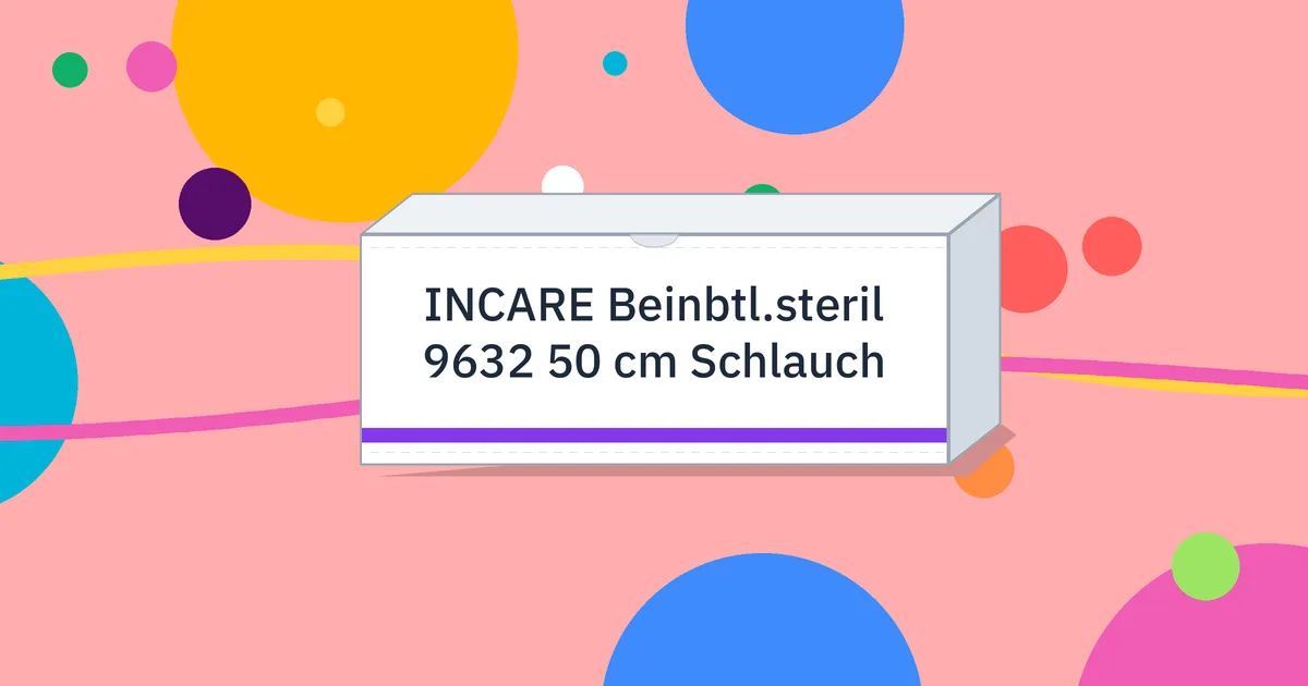 Symbolbild: Packung mit der Aufschrift INCARE Beinbtl.steril 9632 50 cm Schlauch (PZN 00274884) – Verfügbarkeit und Bezug in Apotheken in Frankfurt am Main