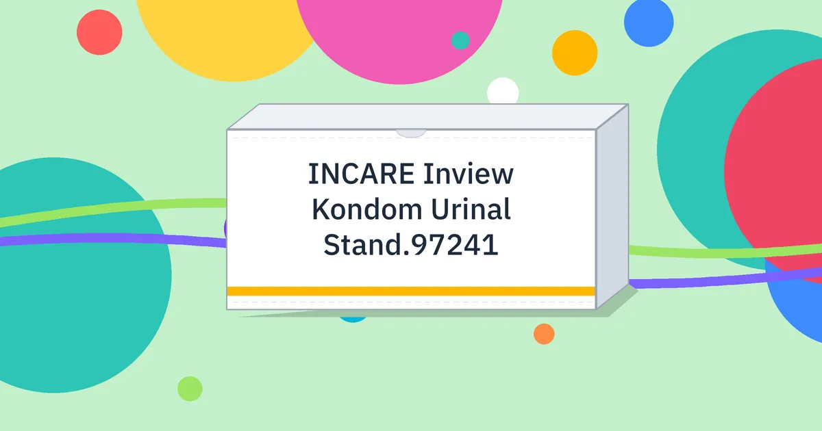 Symbolbild: Packung mit der Aufschrift INCARE Inview Kondom Urinal Stand.97241 (PZN 02185239) – Verfügbarkeit und Bezug in Apotheken in Frankfurt am Main
