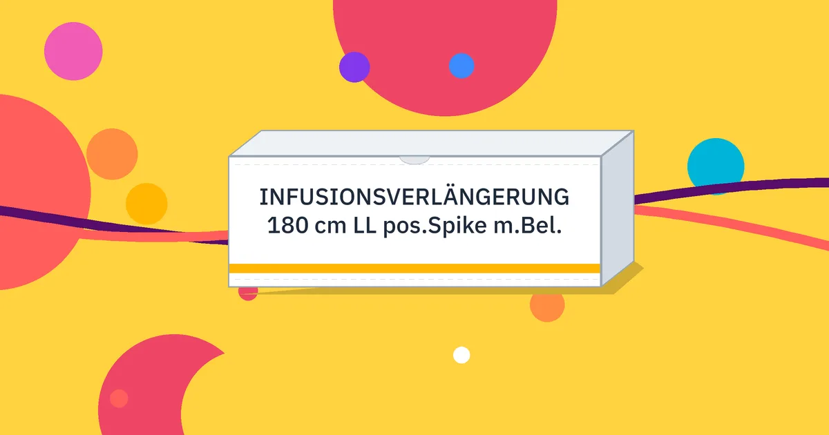 Symbolbild: Packung mit der Aufschrift INFUSIONSVERLÄNGERUNG 180 cm LL pos.Spike m.Bel. (PZN 17489583) – Verfügbarkeit und Bezug in Apotheken in Frankfurt am Main