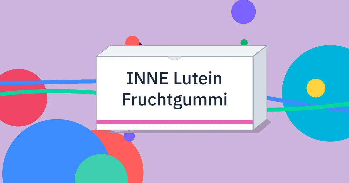 Symbolbild: Packung mit der Aufschrift INNE Lutein Fruchtgummi (PZN 19140548) – Verfügbarkeit und Bezug in Apotheken in Frankfurt am Main