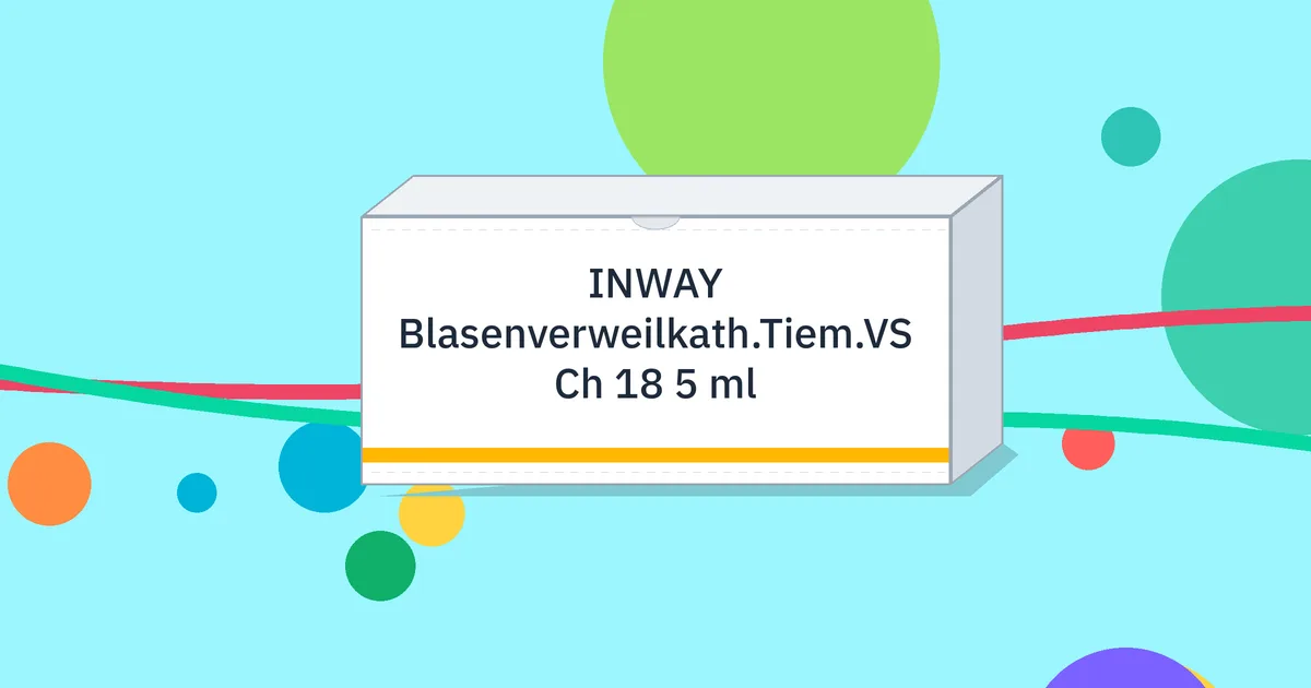 Symbolbild: Packung mit der Aufschrift INWAY Blasenverweilkath.Tiem.VS Ch 18 5 ml (PZN 00048455) – Verfügbarkeit und Bezug in Apotheken in Frankfurt am Main