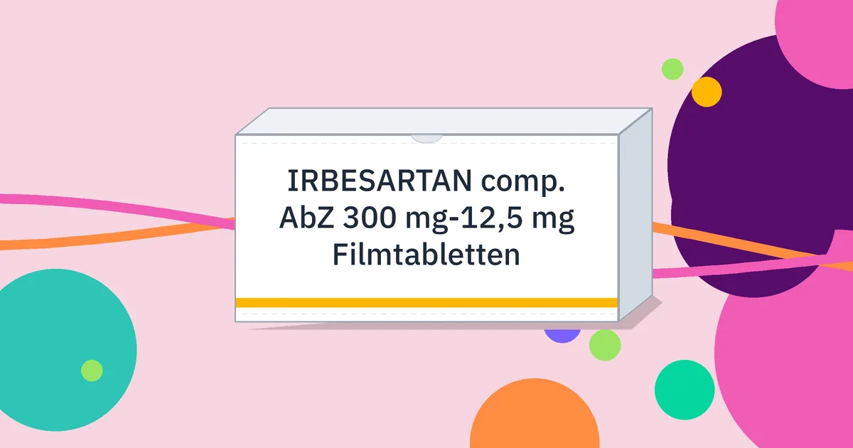 Symbolbild: Packung mit der Aufschrift IRBESARTAN comp. AbZ 300 mg-12,5 mg Filmtabletten (PZN 09535524) – Verfügbarkeit und Bezug in Apotheken in Frankfurt am Main