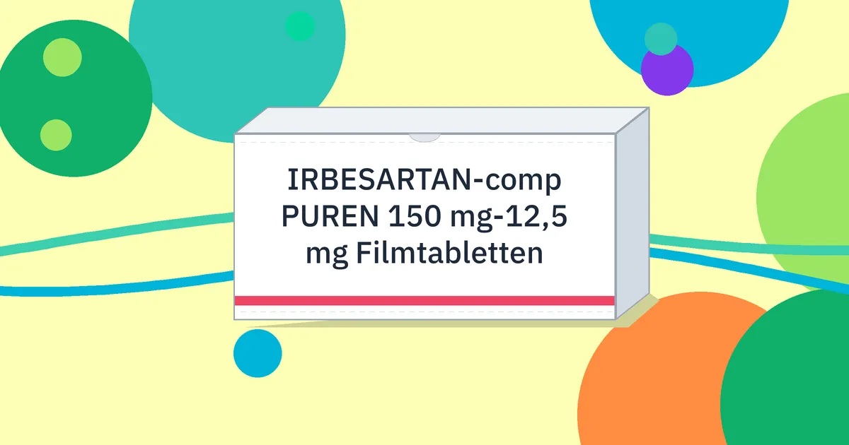 Symbolbild: Packung mit der Aufschrift IRBESARTAN-comp PUREN 150 mg-12,5 mg Filmtabletten (PZN 11355338) – Verfügbarkeit und Bezug in Apotheken in Frankfurt am Main