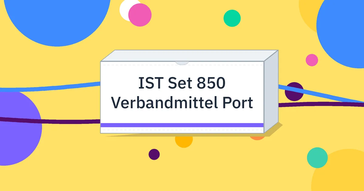 Symbolbild: Packung mit der Aufschrift IST Set 850 Verbandmittel Port (PZN 15895273) – Verfügbarkeit und Bezug in Apotheken in Frankfurt am Main