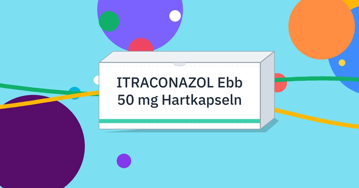 Symbolbild: Packung mit der Aufschrift ITRACONAZOL Ebb 50 mg Hartkapseln (PZN 19979452) – Verfügbarkeit und Bezug in Apotheken in Frankfurt am Main