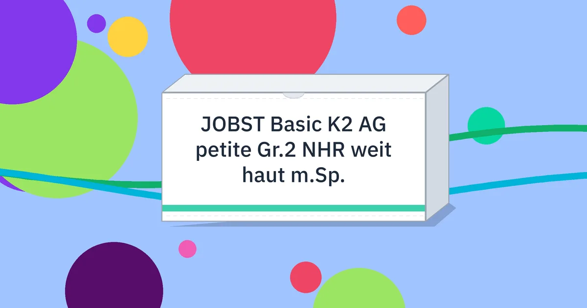 Symbolbild: Packung mit der Aufschrift JOBST Basic K2 AG petite Gr.2 NHR weit haut m.Sp. (PZN 13060216) – Verfügbarkeit und Bezug in Apotheken in Frankfurt am Main