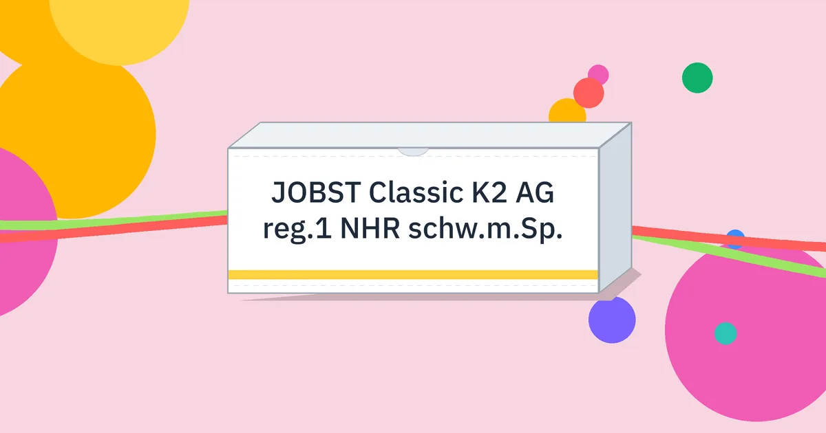 Symbolbild: Packung mit der Aufschrift JOBST Classic K2 AG reg.1 NHR schw.m.Sp. (PZN 11271972) – Verfügbarkeit und Bezug in Apotheken in Frankfurt am Main