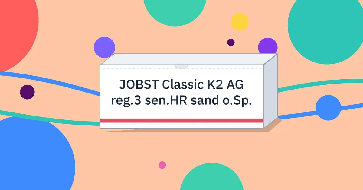 Symbolbild: Packung mit der Aufschrift JOBST Classic K2 AG reg.3 sen.HR sand o.Sp. (PZN 17960141) – Verfügbarkeit und Bezug in Apotheken in Frankfurt am Main