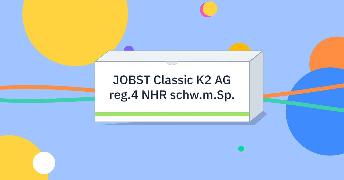 Symbolbild: Packung mit der Aufschrift JOBST Classic K2 AG reg.4 NHR schw.m.Sp. (PZN 10727306) – Verfügbarkeit und Bezug in Apotheken in Frankfurt am Main