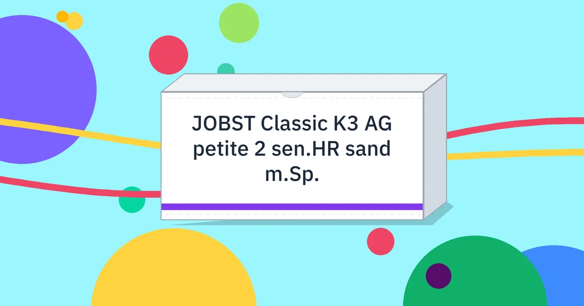 Symbolbild: Packung mit der Aufschrift JOBST Classic K3 AG petite 2 sen.HR sand m.Sp. (PZN 17956412) – Verfügbarkeit und Bezug in Apotheken in Frankfurt am Main