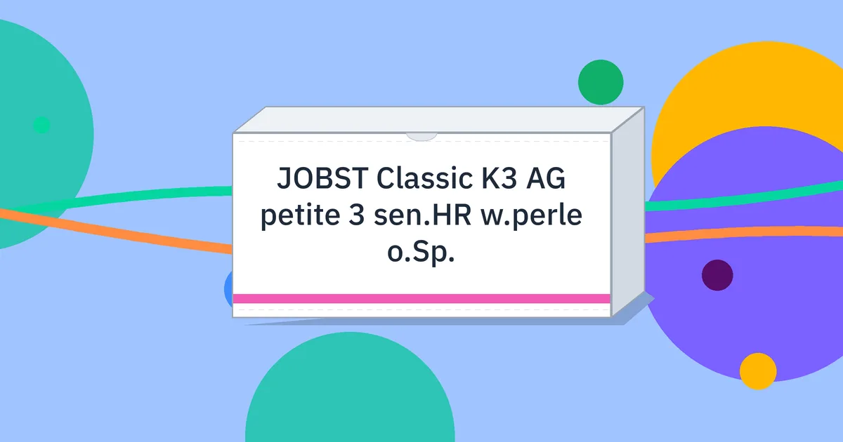 Symbolbild: Packung mit der Aufschrift JOBST Classic K3 AG petite 3 sen.HR w.perle o.Sp. (PZN 17956547) – Verfügbarkeit und Bezug in Apotheken in Frankfurt am Main