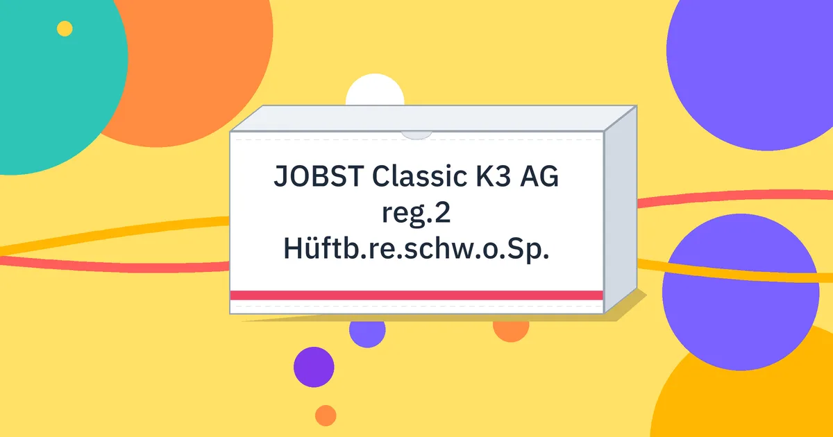 Symbolbild: Packung mit der Aufschrift JOBST Classic K3 AG reg.2 Hüftb.re.schw.o.Sp. (PZN 13076588) – Verfügbarkeit und Bezug in Apotheken in Frankfurt am Main