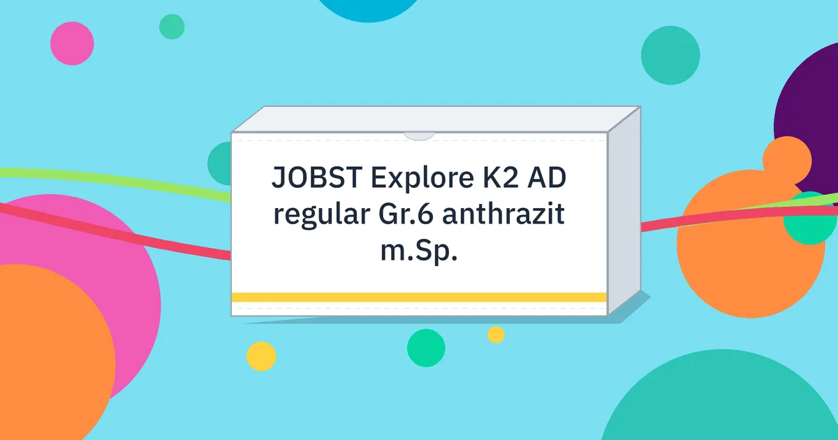 Symbolbild: Packung mit der Aufschrift JOBST Explore K2 AD regular Gr.6 anthrazit m.Sp. (PZN 11022128) – Verfügbarkeit und Bezug in Apotheken in Frankfurt am Main
