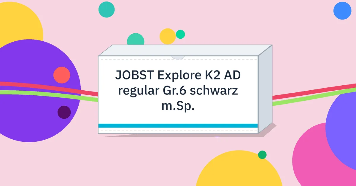 Symbolbild: Packung mit der Aufschrift JOBST Explore K2 AD regular Gr.6 schwarz m.Sp. (PZN 11022358) – Verfügbarkeit und Bezug in Apotheken in Frankfurt am Main