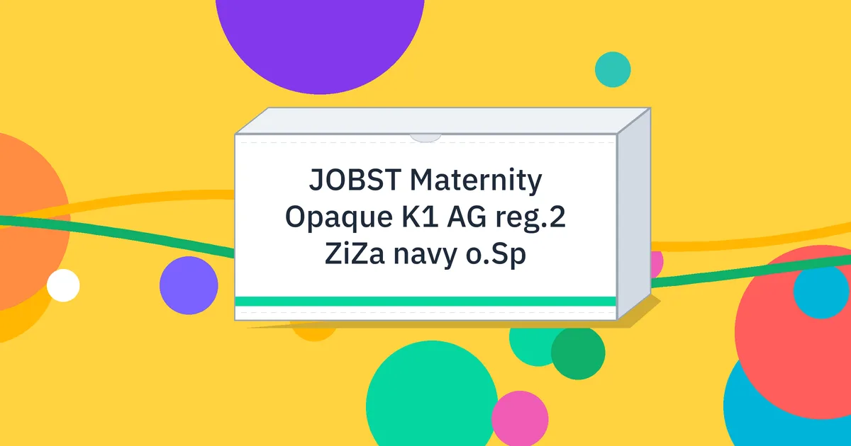 Symbolbild: Packung mit der Aufschrift JOBST Maternity Opaque K1 AG reg.2 ZiZa navy o.Sp (PZN 15859254) – Verfügbarkeit und Bezug in Apotheken in Frankfurt am Main