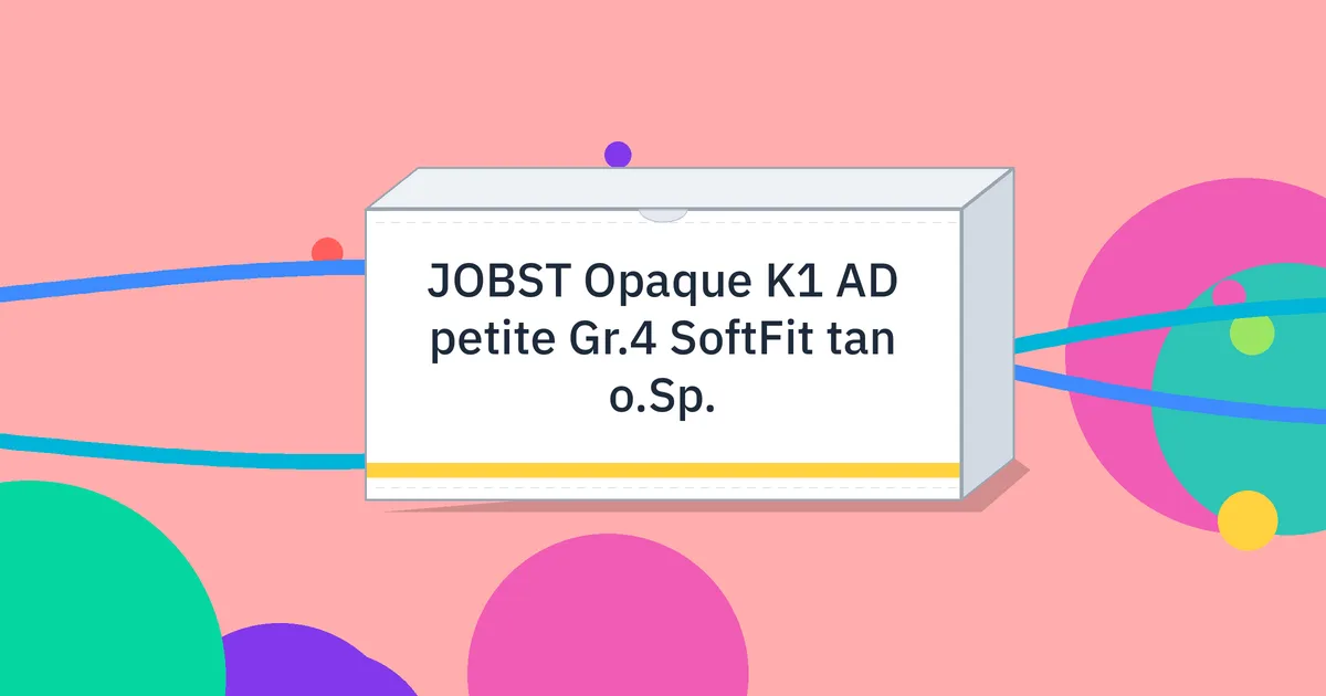 Symbolbild: Packung mit der Aufschrift JOBST Opaque K1 AD petite Gr.4 SoftFit tan o.Sp. (PZN 16264238) – Verfügbarkeit und Bezug in Apotheken in Frankfurt am Main