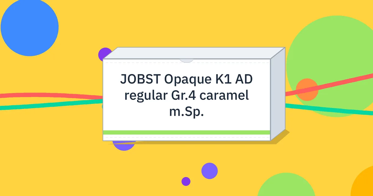 Symbolbild: Packung mit der Aufschrift JOBST Opaque K1 AD regular Gr.4 caramel m.Sp. (PZN 13080911) – Verfügbarkeit und Bezug in Apotheken in Frankfurt am Main
