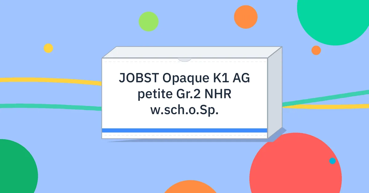 Symbolbild: Packung mit der Aufschrift JOBST Opaque K1 AG petite Gr.2 NHR w.sch.o.Sp. (PZN 13088634) – Verfügbarkeit und Bezug in Apotheken in Frankfurt am Main