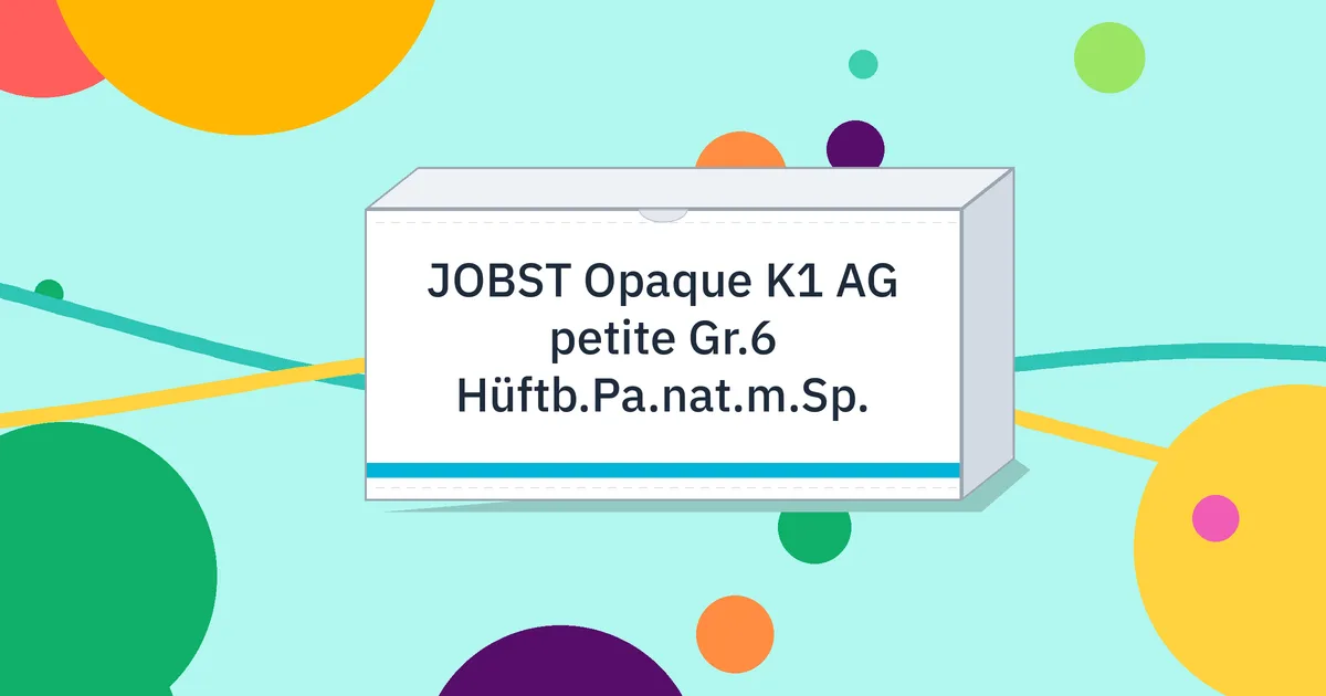 Symbolbild: Packung mit der Aufschrift JOBST Opaque K1 AG petite Gr.6 Hüftb.Pa.nat.m.Sp. (PZN 13098466) – Verfügbarkeit und Bezug in Apotheken in Frankfurt am Main