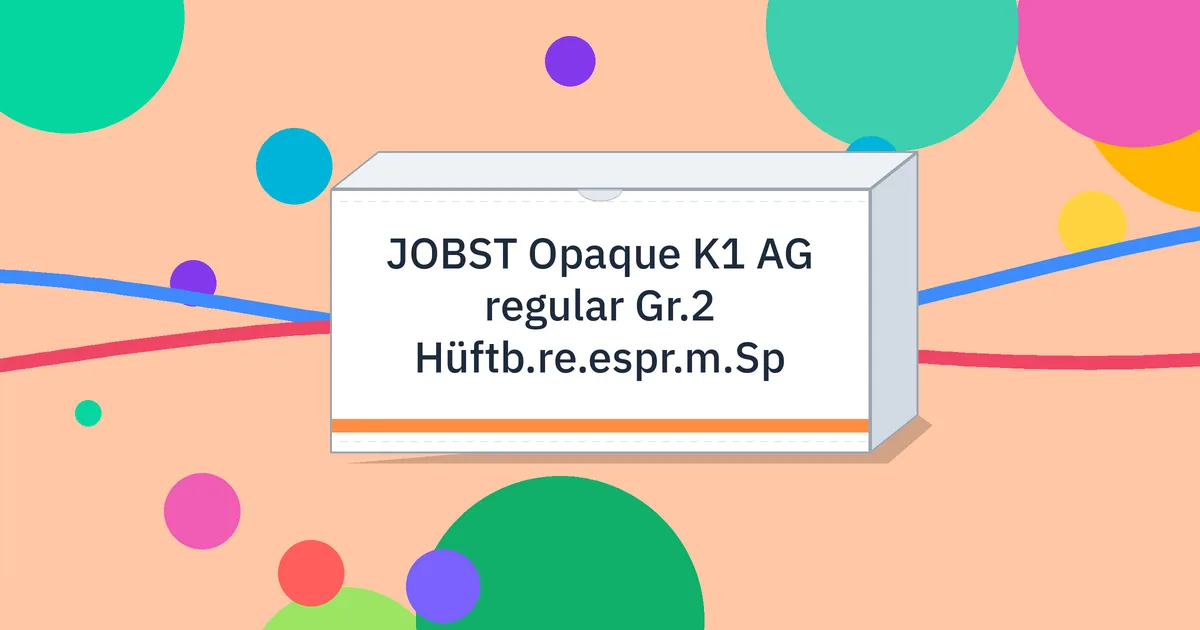 Symbolbild: Packung mit der Aufschrift JOBST Opaque K1 AG regular Gr.2 Hüftb.re.espr.m.Sp (PZN 16272812) – Verfügbarkeit und Bezug in Apotheken in Frankfurt am Main