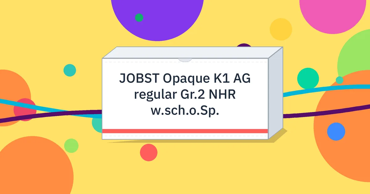 Symbolbild: Packung mit der Aufschrift JOBST Opaque K1 AG regular Gr.2 NHR w.sch.o.Sp. (PZN 13095717) – Verfügbarkeit und Bezug in Apotheken in Frankfurt am Main