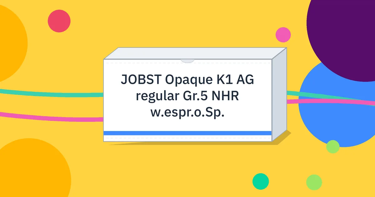 Symbolbild: Packung mit der Aufschrift JOBST Opaque K1 AG regular Gr.5 NHR w.espr.o.Sp. (PZN 16267449) – Verfügbarkeit und Bezug in Apotheken in Frankfurt am Main