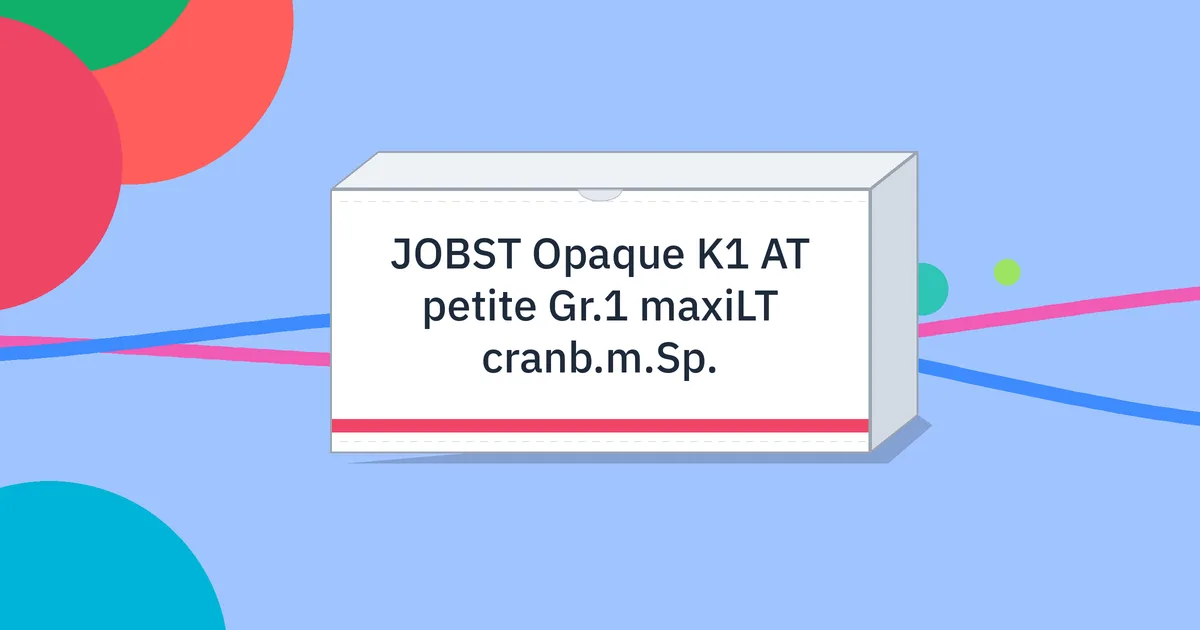 Symbolbild: Packung mit der Aufschrift JOBST Opaque K1 AT petite Gr.1 maxiLT cranb.m.Sp. (PZN 13102676) – Verfügbarkeit und Bezug in Apotheken in Frankfurt am Main