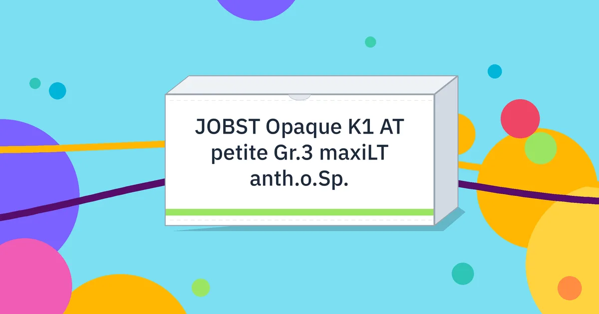 Symbolbild: Packung mit der Aufschrift JOBST Opaque K1 AT petite Gr.3 maxiLT anth.o.Sp. (PZN 16275940) – Verfügbarkeit und Bezug in Apotheken in Frankfurt am Main